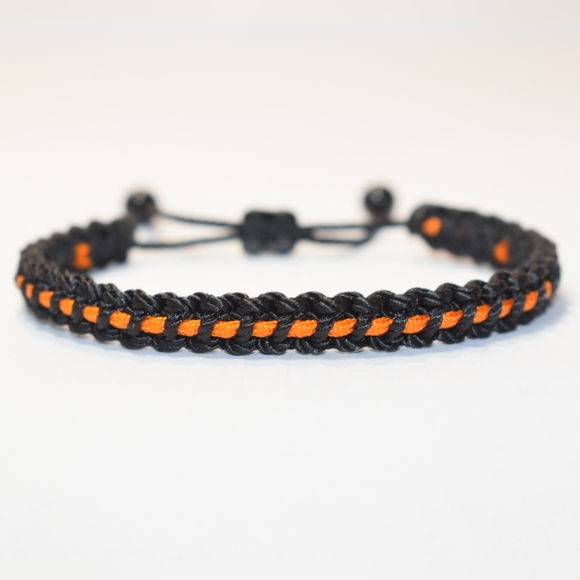 Hand Crafted | Accessories | Black With Orange Line Bracelet Black ...